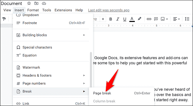 2024 - Comment ajouter une page sur Google Docs